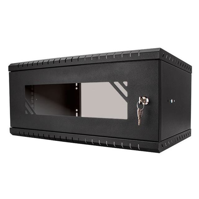 Armadio rack 19" 4U, 450mm, porta in vetro, nero | Getic
